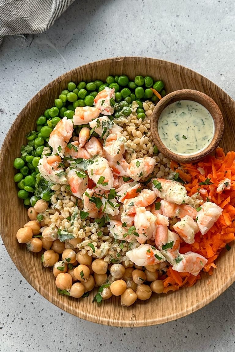 Shrimp Rice Bowl Recipe With Herb Ranch Dressing